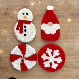 Christmas Punch Needle Coaster Kit 4 Pcs / Craft Kit/ Punch Needle ...