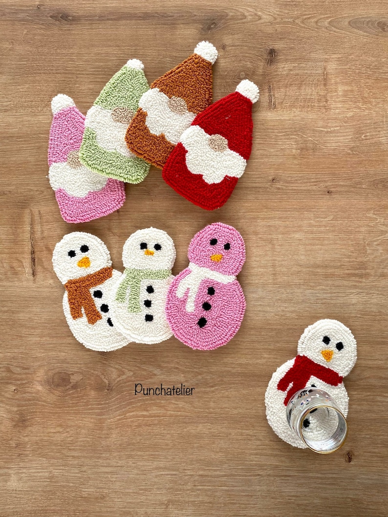 Christmas Punch Needle Coaster Kit 2 PCS : DIY Craft Beginner Set/punch ...