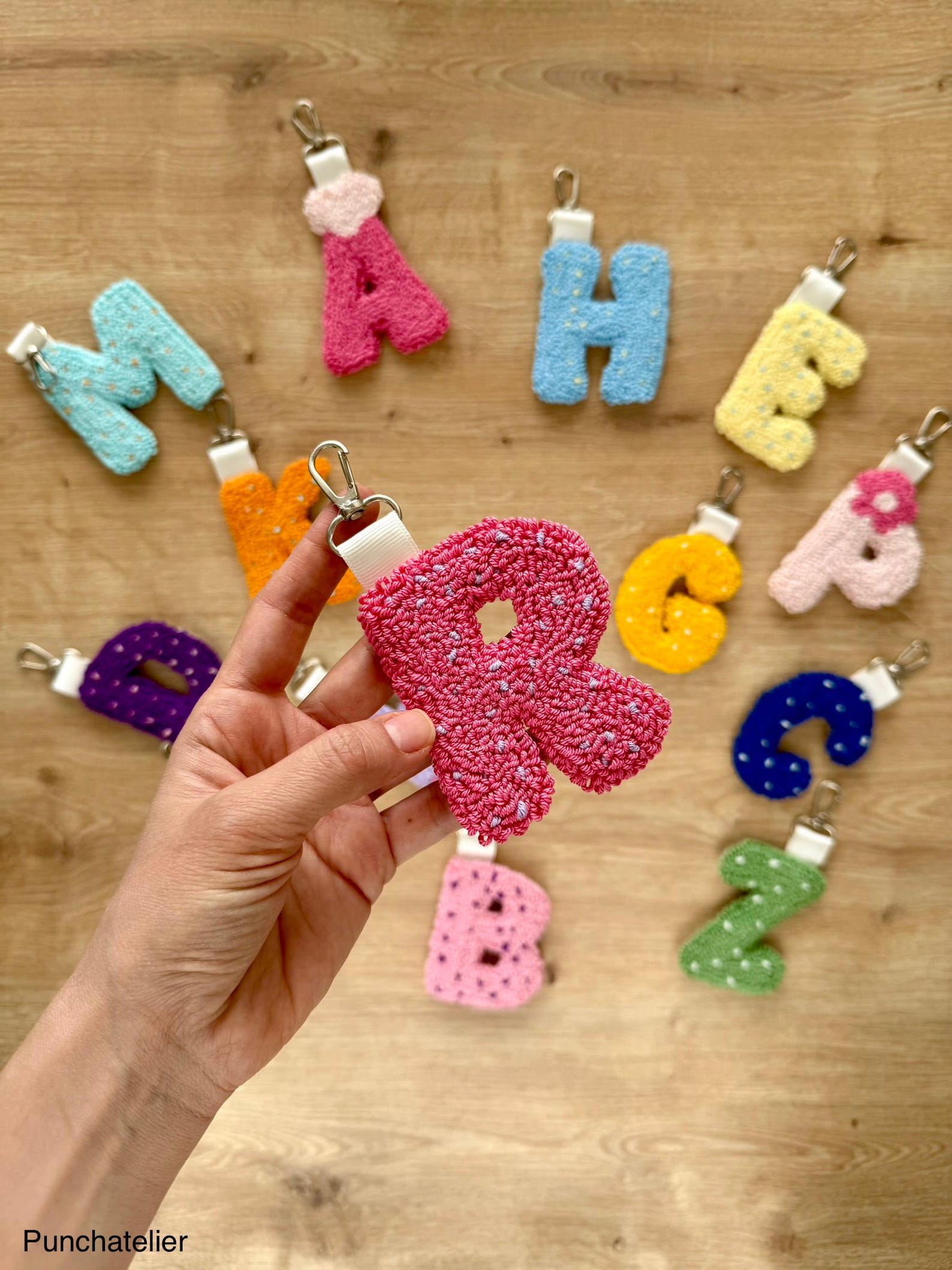 Custom Punch Needle Keychain: Handmade Initial Letter Keyring - Etsy