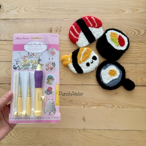 Sushi Diy Punch Needle Coaster Kit/beginner Embroidery Yarn Art/diy Kit ...