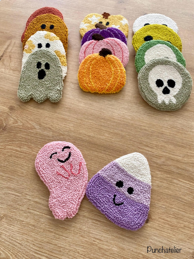 Handmade Punch Needle Halloween Coaster Set: Custom Drink Coasters - Etsy
