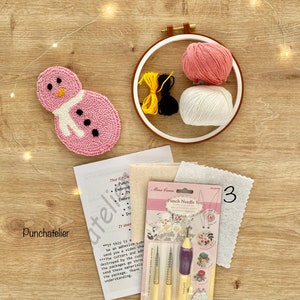 Snowman Punch Needle Coaster Kit/ Tufting Coaster Kit/punch Needle Beginner Kit/ Dıy Embroidery ...