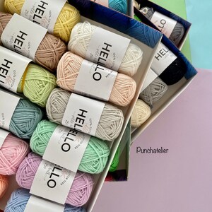 Hello Cotton Yarn Pack: 12 Color Set, Amigurumi, Punch Needle, Knitting ...
