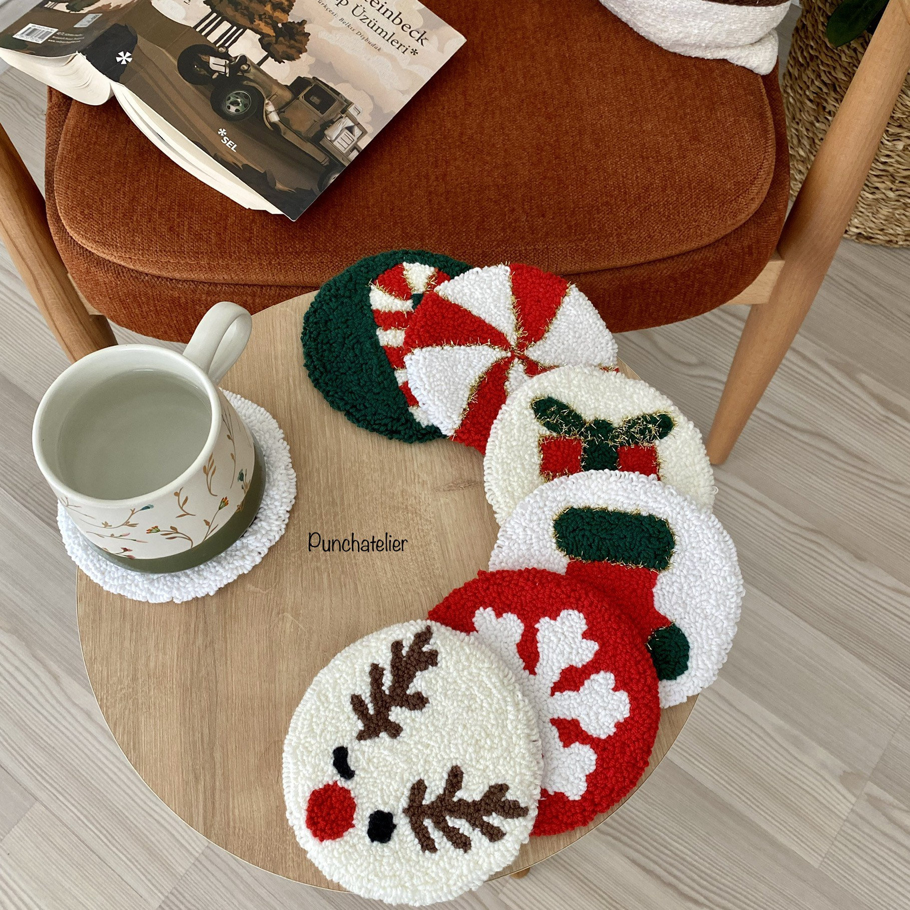Christmas Coasters Punch Needle Kit 4 Pcs/ Coaster Tufting - Etsy