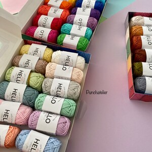 Hello Cotton Yarn Pack: 12 Color Set, Amigurumi, Punch Needle, Knitting ...