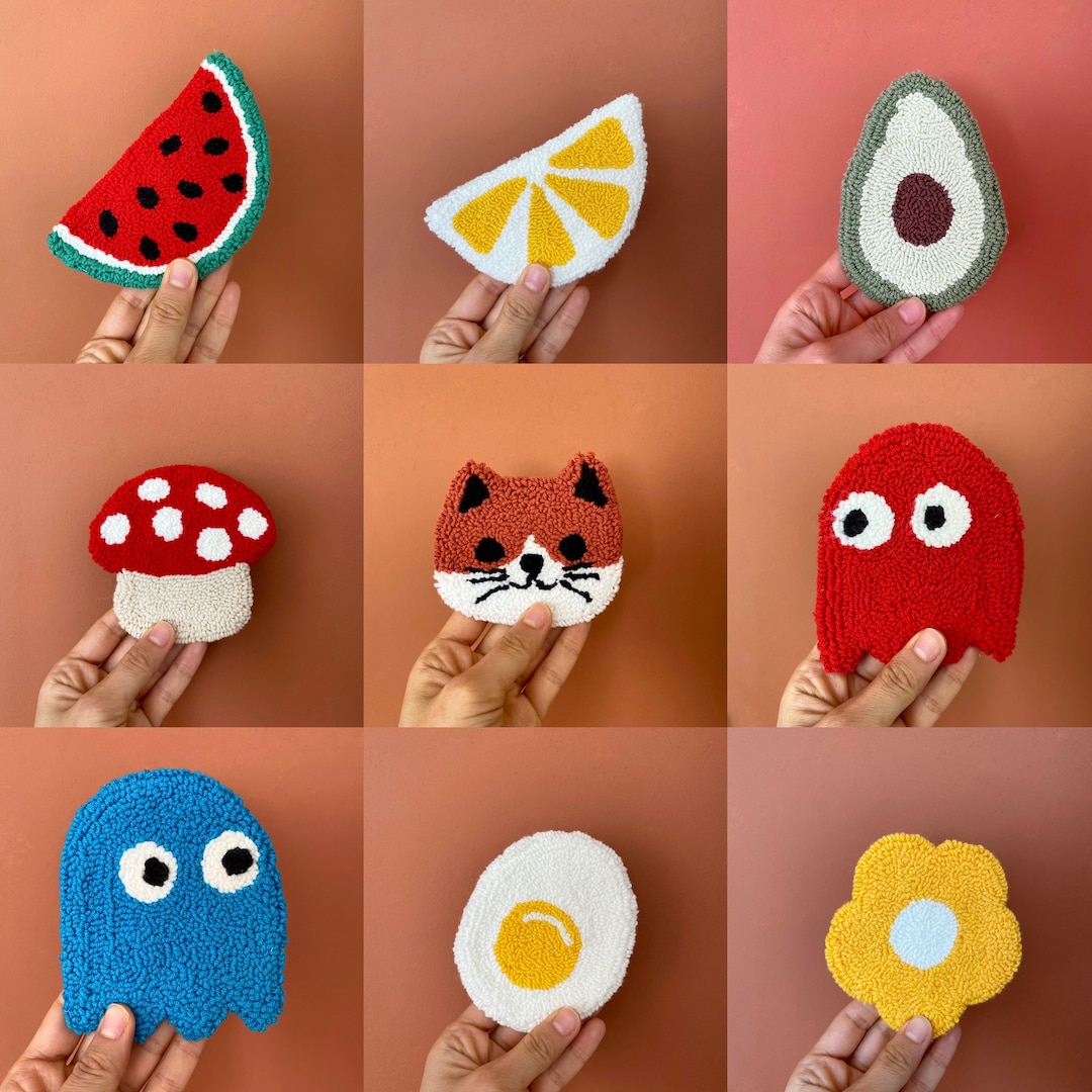 Tiny Punch Needle Coaster Kit 1 Pcs / Tufting Coaster Kit/punch Needle ...