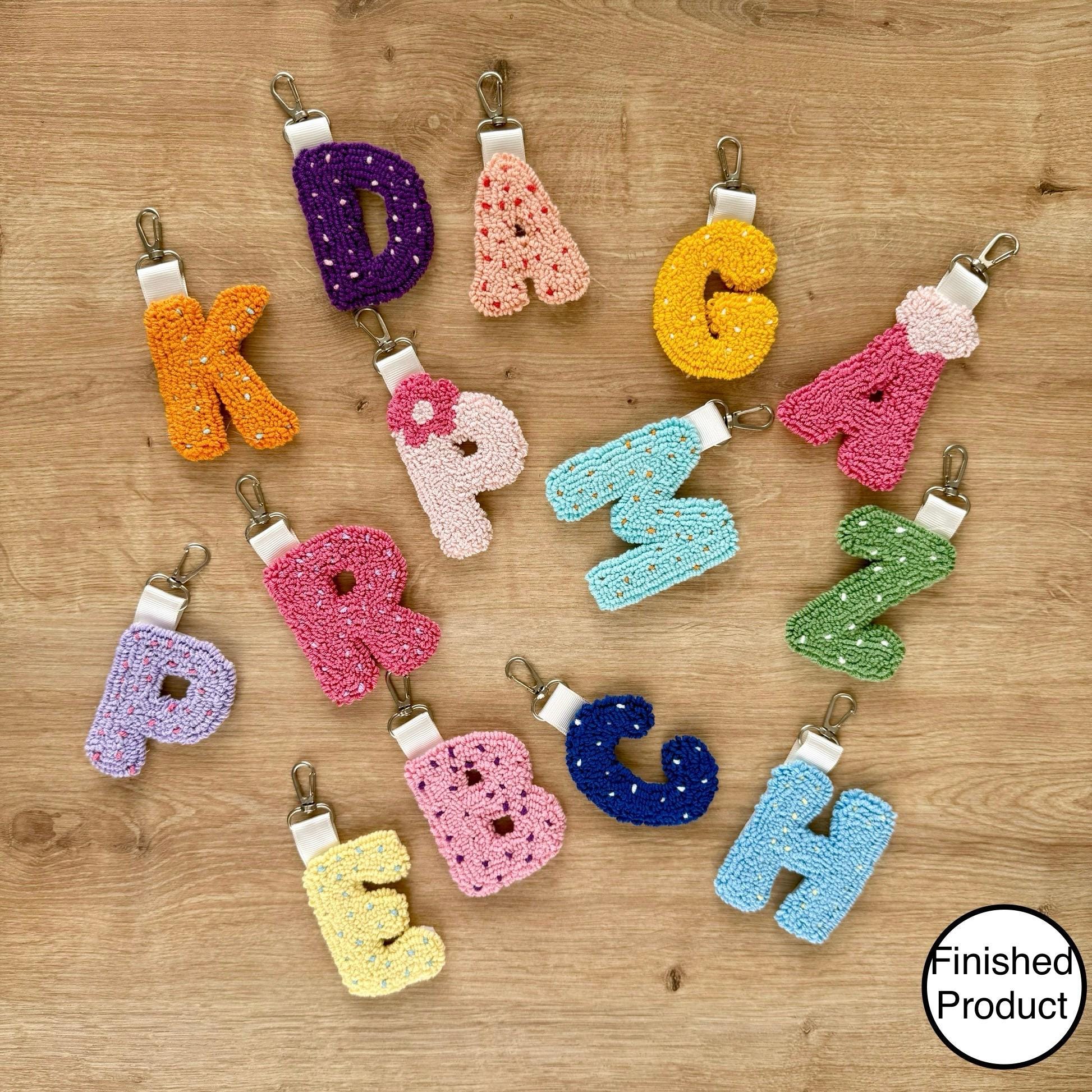 Custom Punch Needle Keychain: Handmade Initial Letter Keyring - Etsy