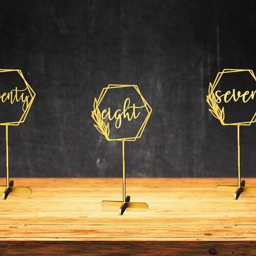 Round Table Numbers With Stand Custom Paint Brush Style | Etsy