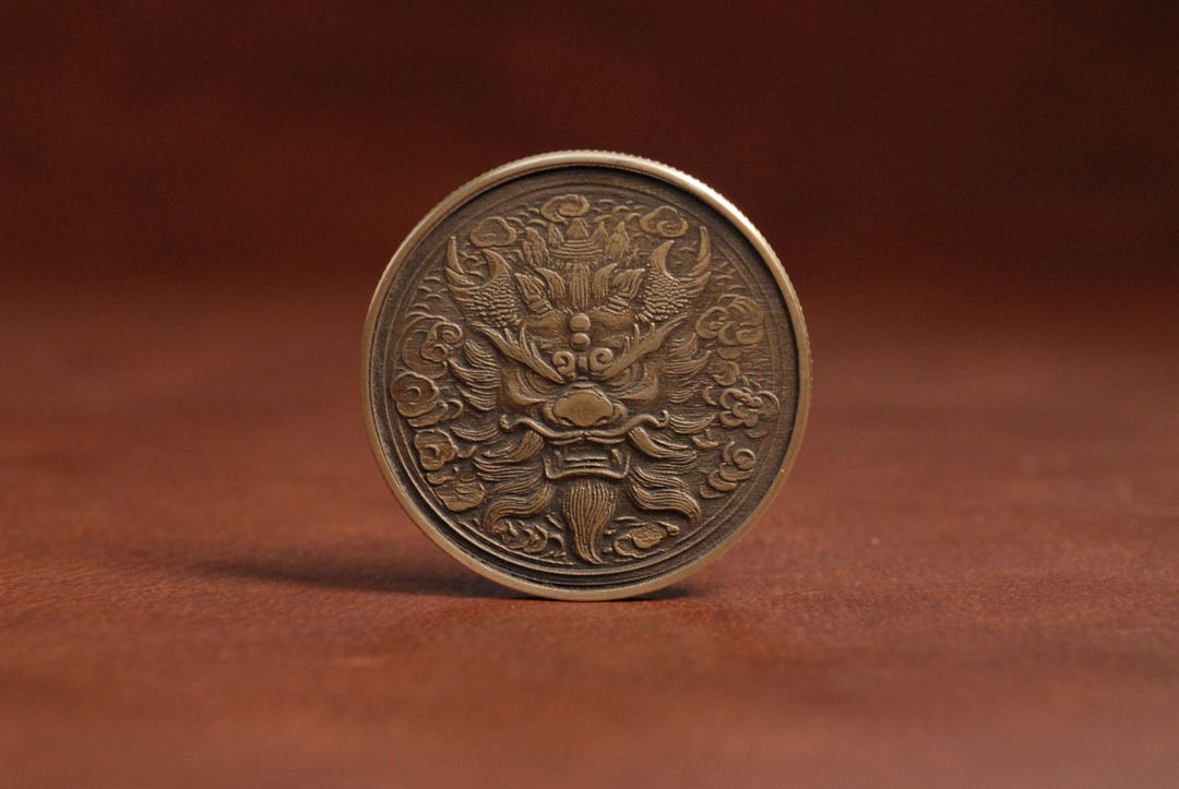 Solid Brass Japanese Akuma / Wave Scene Challenge Coin – EDC Fidget ...
