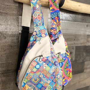Western Boho Print Sling Bag: Multicolor Travel Backpack - Etsy