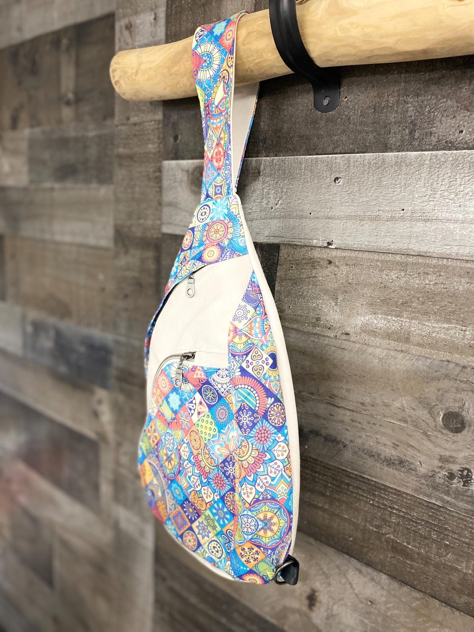 Western Boho Print Sling Bag: Multicolor Travel Backpack - Etsy