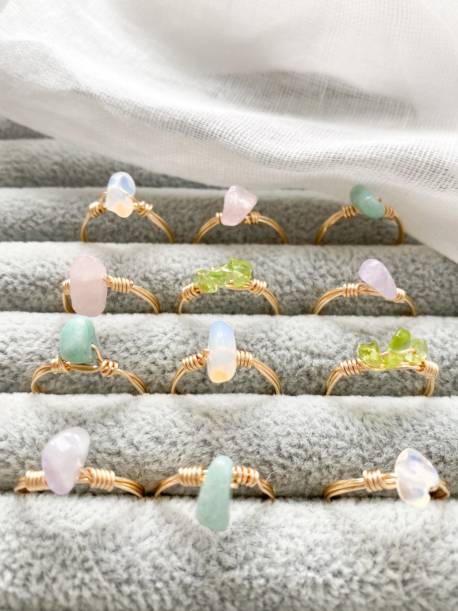 Gemstone ring in a giftbox gemstone stacking ring gold wire | Etsy