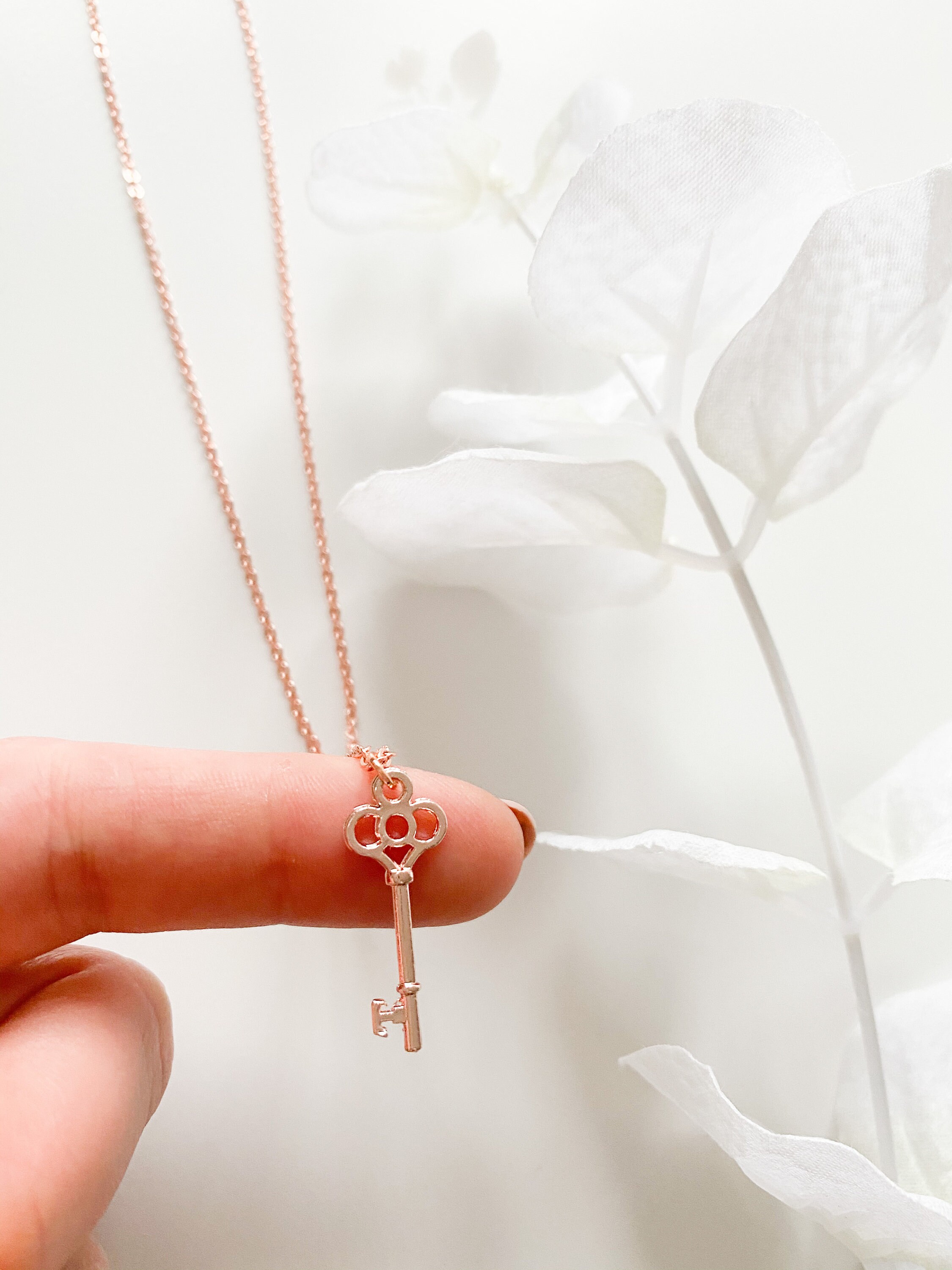 Rose Gold Key Necklace 21st Birthday Gift Dainty Key | Etsy