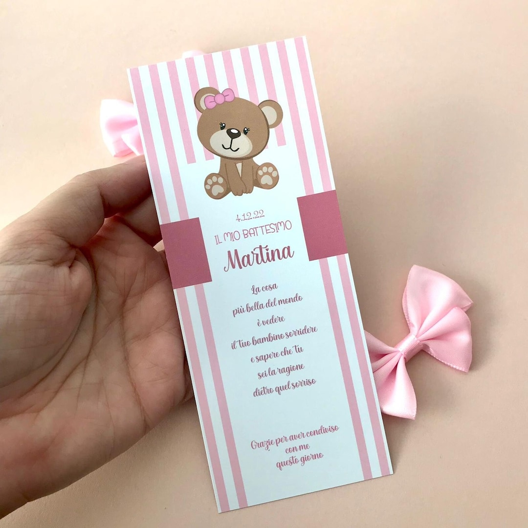 Segnaposto battesimo tema orsetta, allestimento battesimo bambina ...