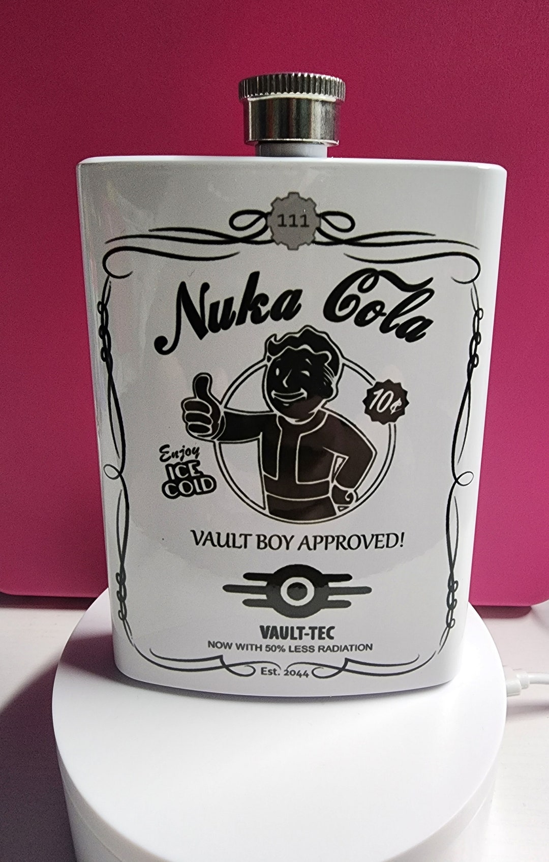 Fallout Inspired Cola Stainless Steel Hip Flask Blanks White 8 OZ ...