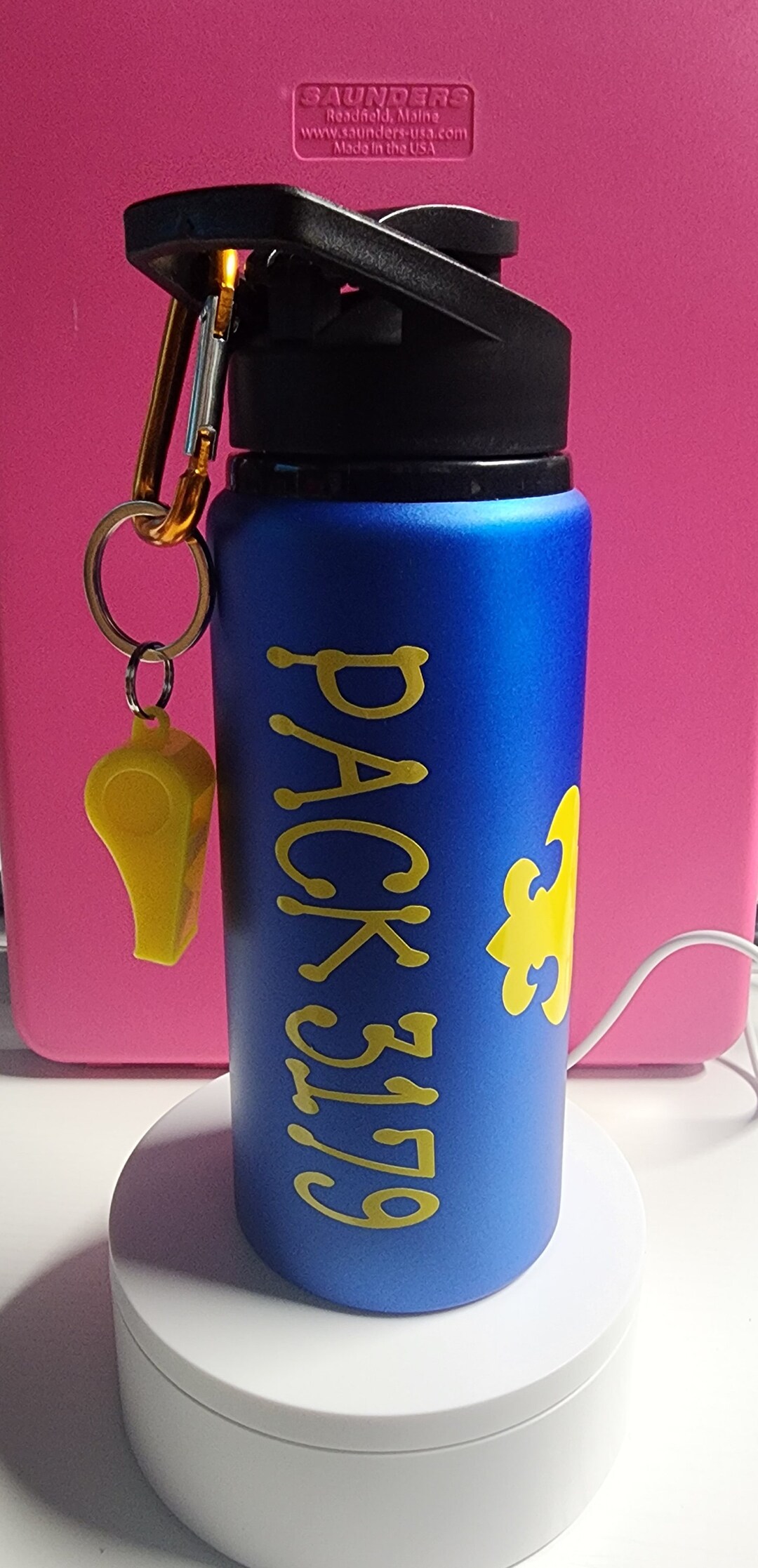 Personalized Cub Scout Themed Water Bottle With Keychain Whistle Blue ...