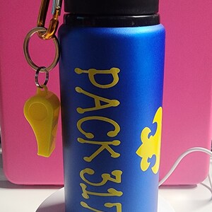 Personalized Cub Scout Themed Water Bottle With Keychain Whistle Blue ...