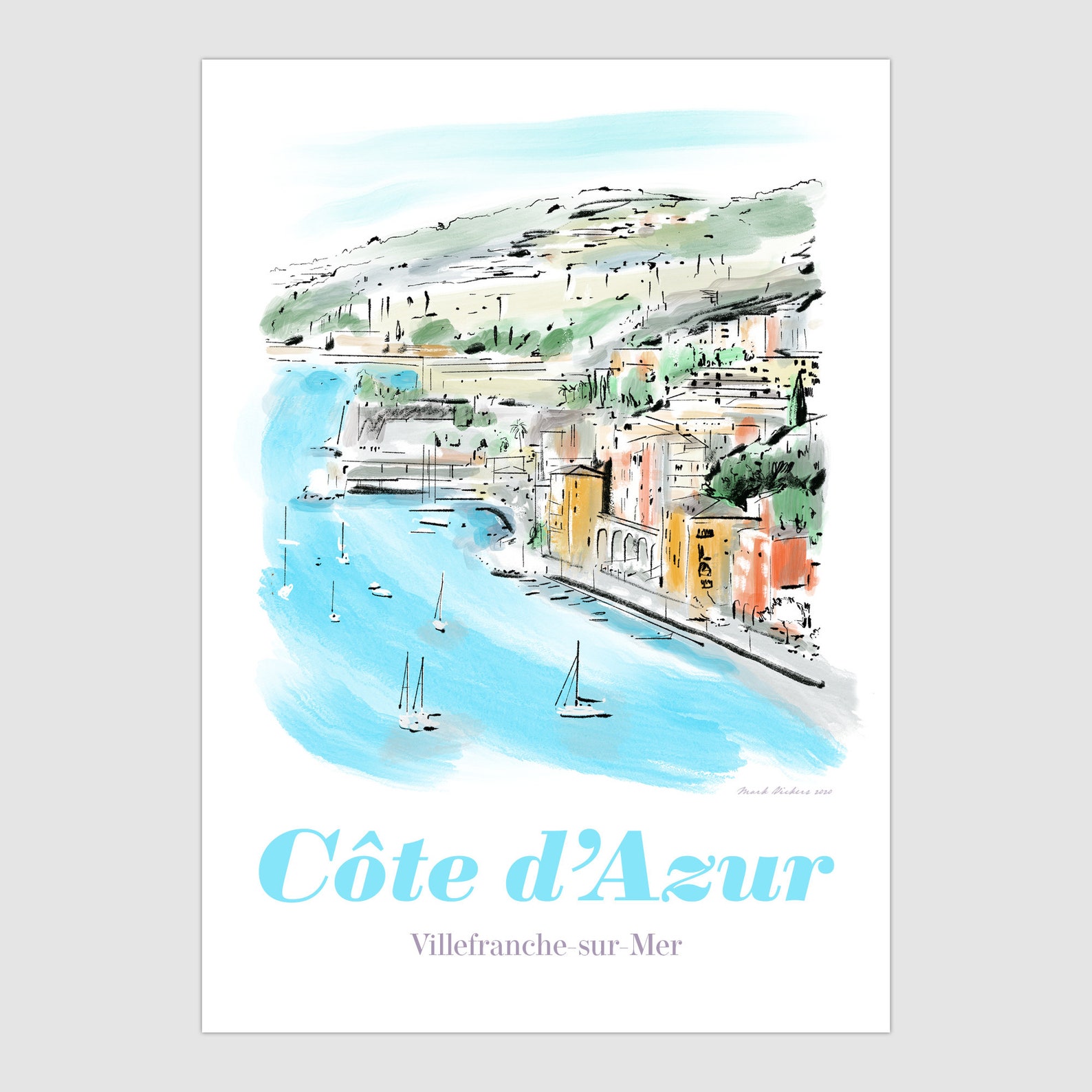 French Riviera Art Print | Etsy