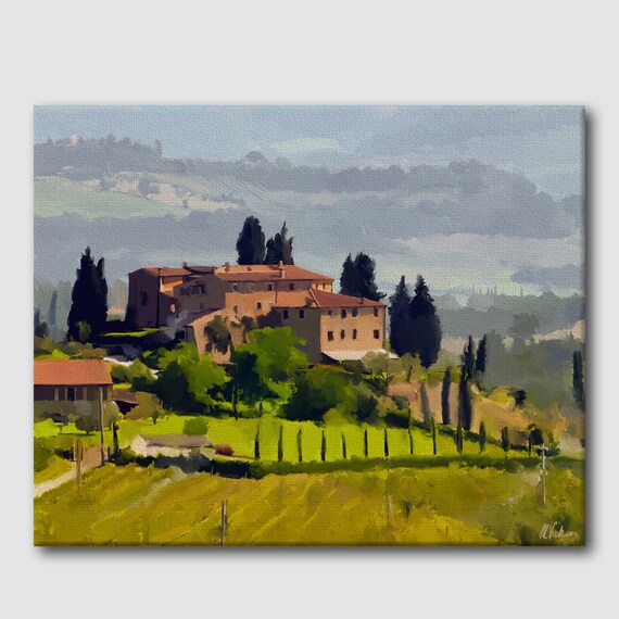 Tuscany Original Oil Painting Digital Canvas Wall Art | Etsy