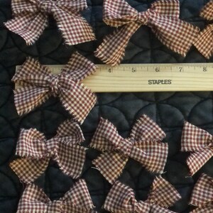 Set of 12 Burgundy Checkered Homespun Bows 3-3.5” Floral Supplies ...