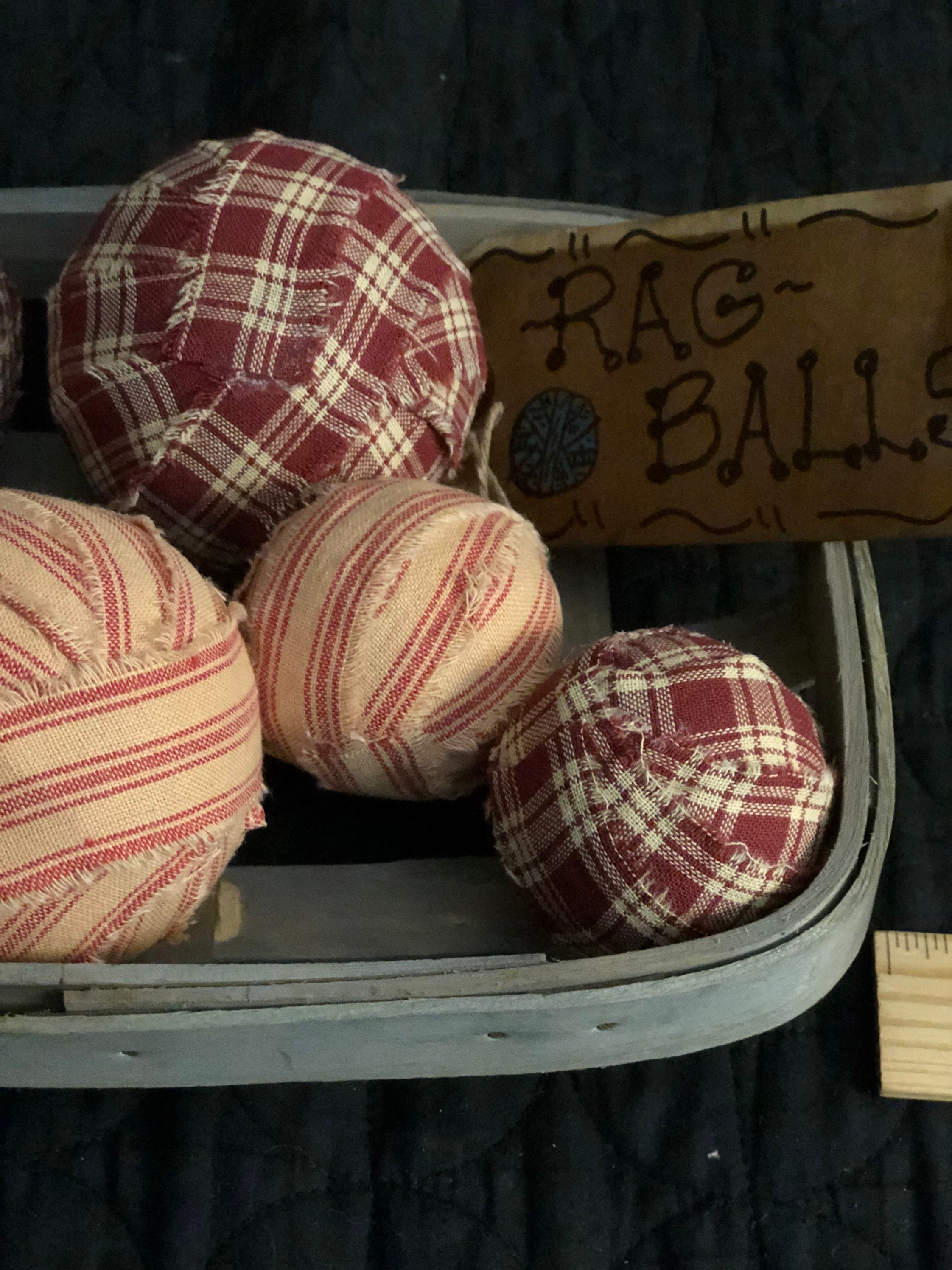 Primitive RAG BALLS Set of 6 RUSTIC Burgundy Country - Etsy