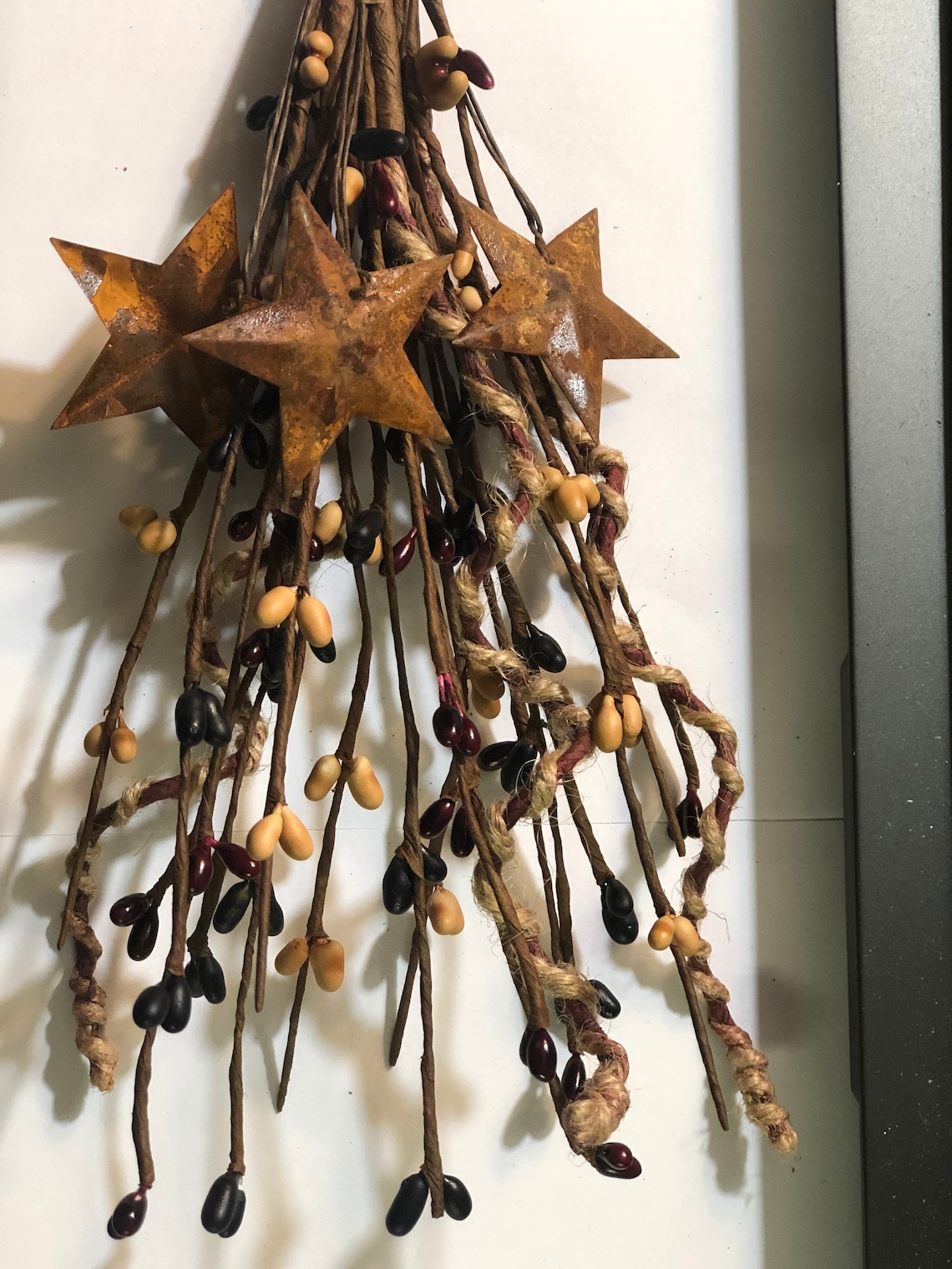 Set of 3 Pip Berry Picks Burg/blk/ Tan With Twine Twig and Rust Barn ...