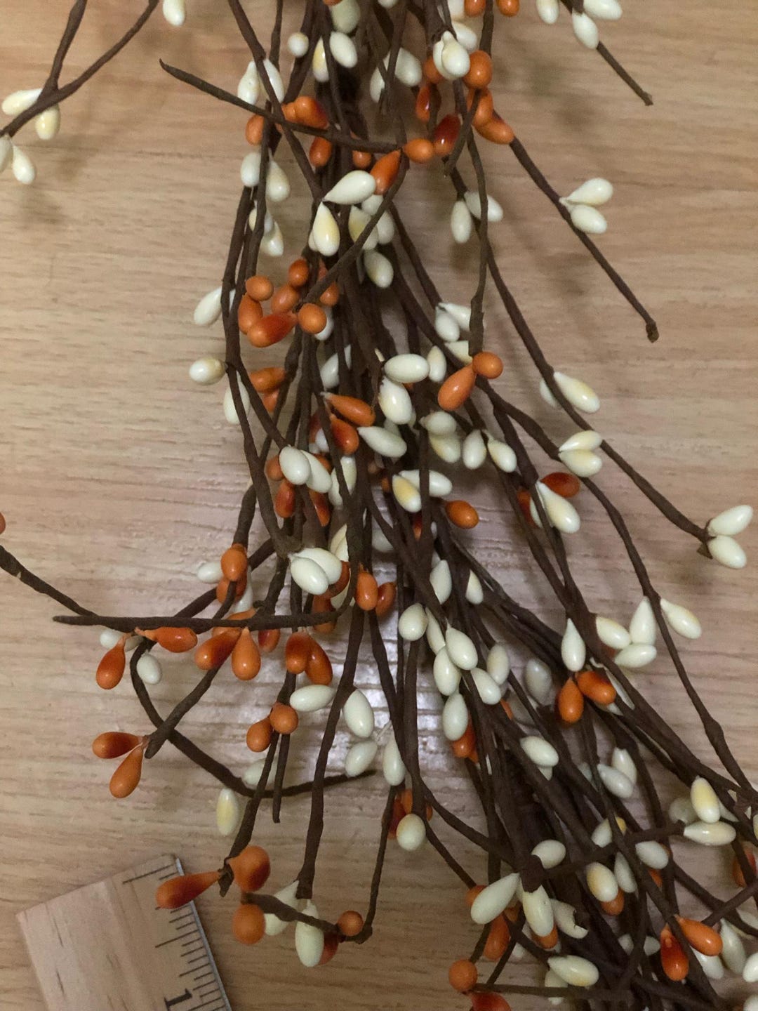 24" Orange/ Ivory Pip Berry Garland ONLY 2 Feet Primitive Rustic Fall ...