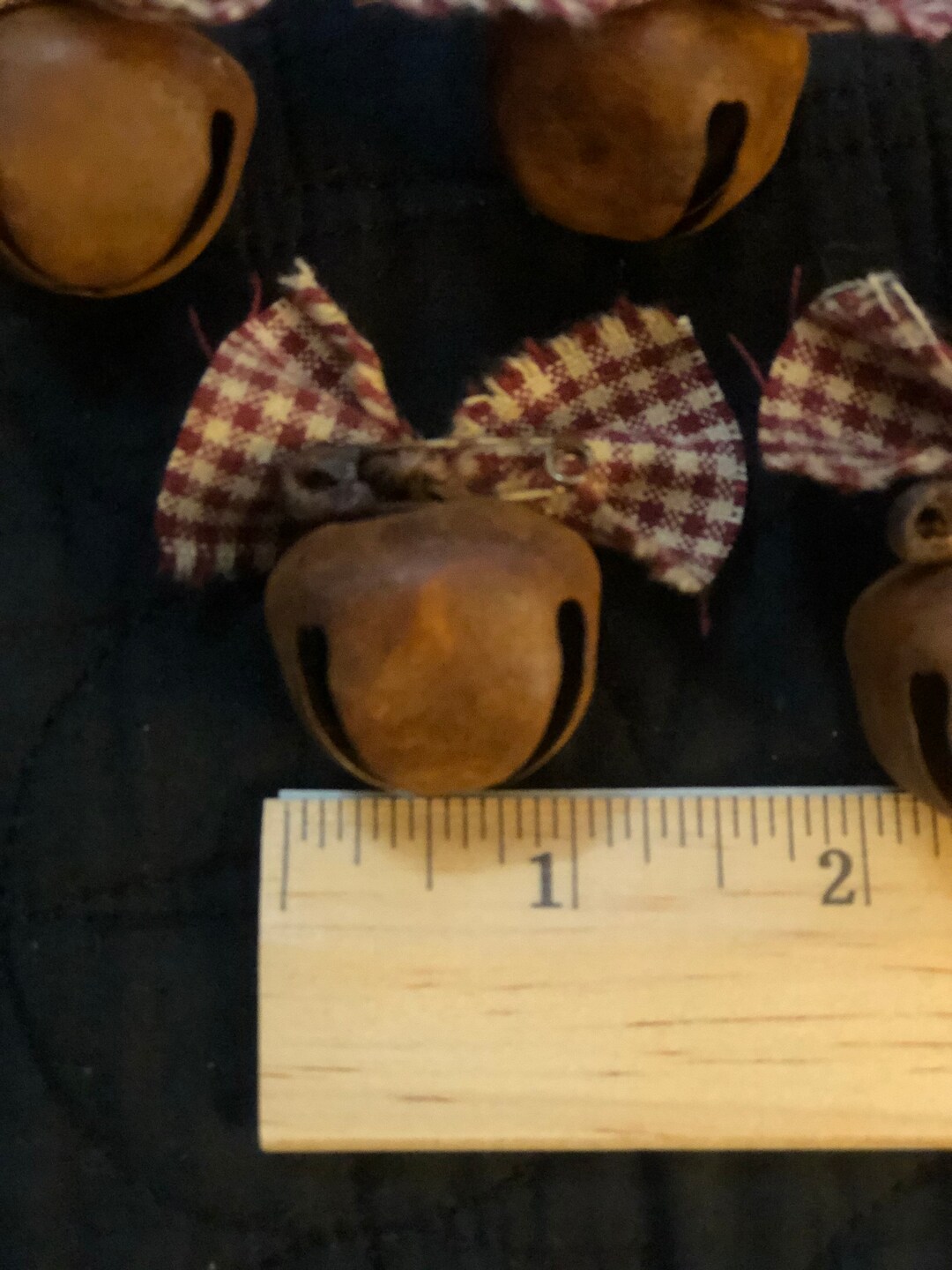 Primitive Christmas Ornies Set of 8 Rustic 1” Bells With Homespun and ...