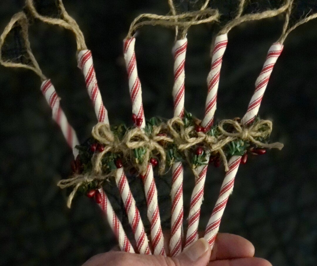 FAUX Red/white Prim Peppermint Mint Sticks, Christmas Candy, Farmhouse ...