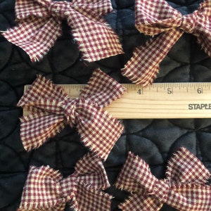 Set of 12 Burgundy Checkered Homespun Bows 3-3.5” Floral Supplies ...