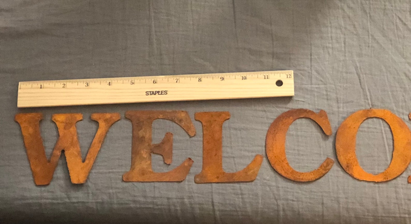 Primitive-set of Rustic Metal Letters -WELCOME- Each 2.5-4" Wide Metal ...