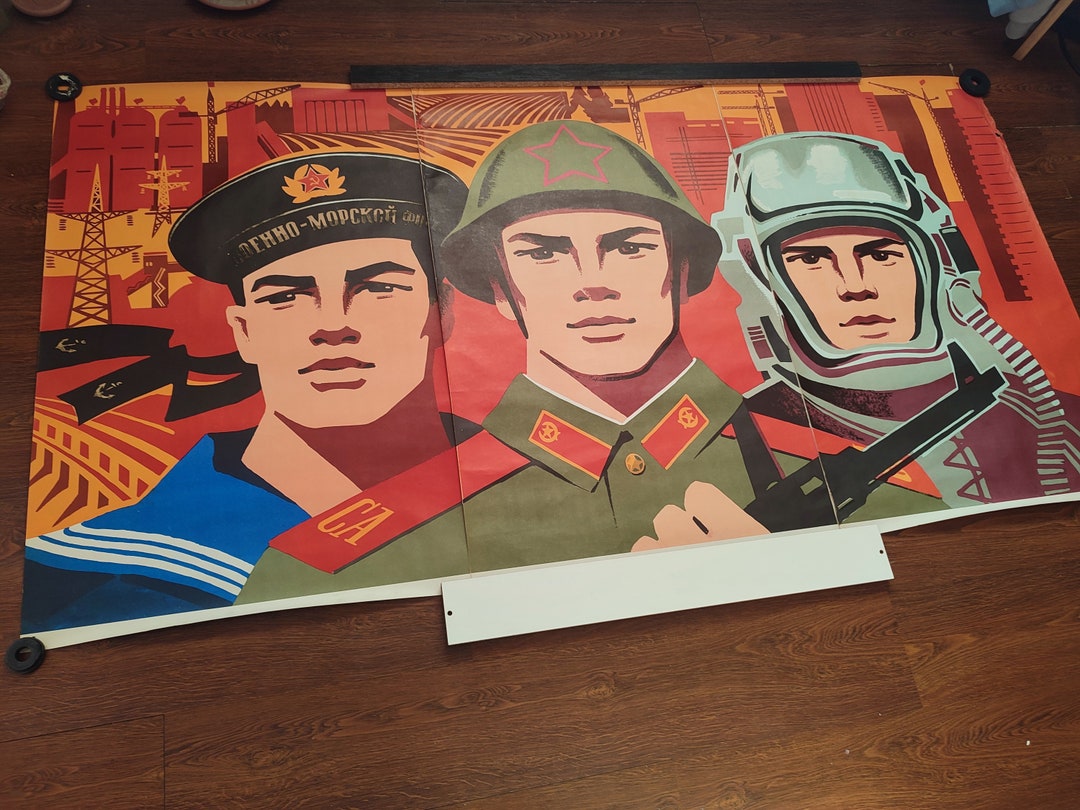 MILITARY LARGE Original Soviet Communism Poster USSR Triptych - Etsy