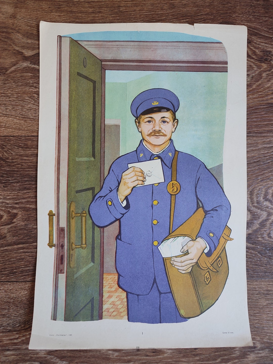 ORIGINAL TRAVEL POSTER, Postman, Russian Poster, - Etsy