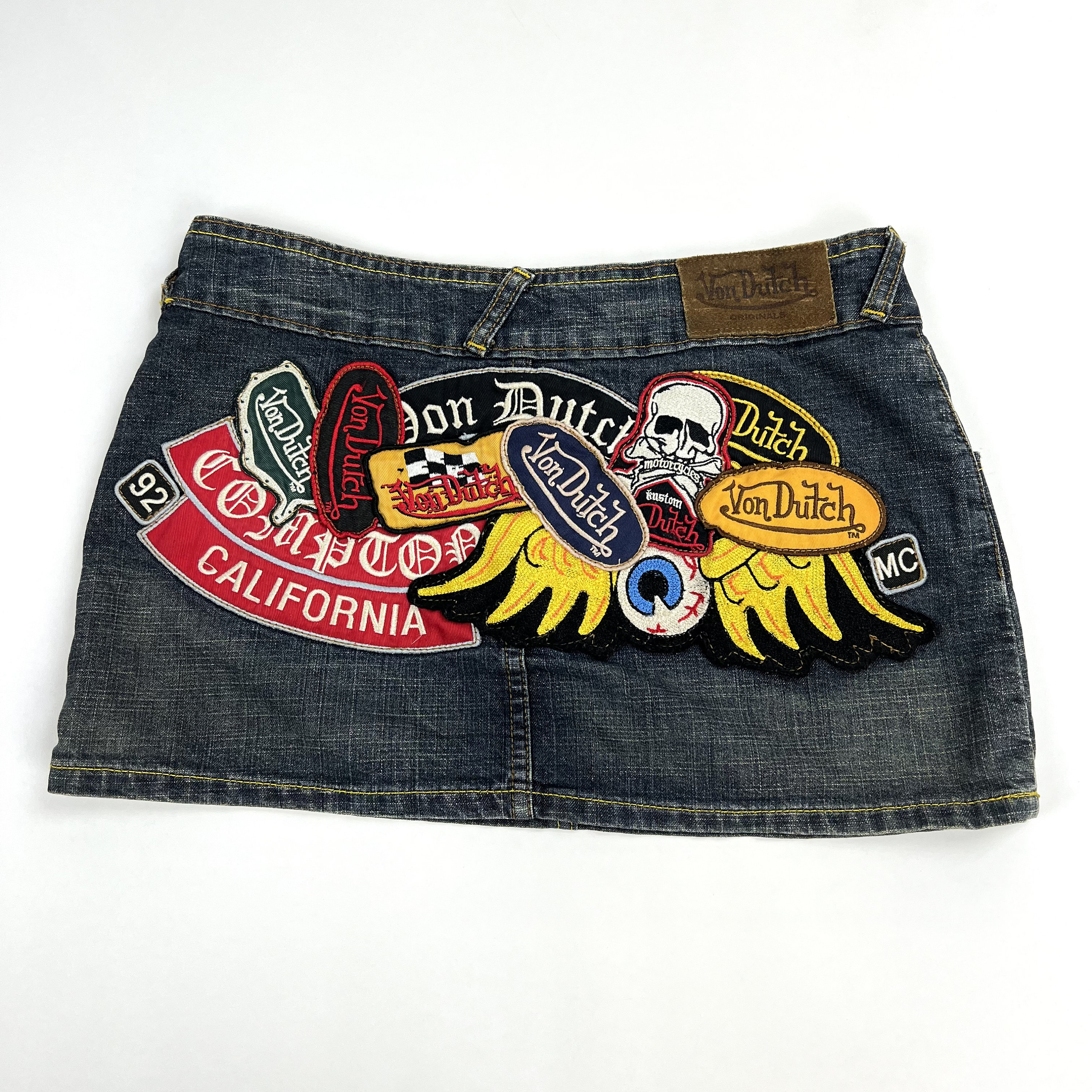Vintage Von Dutch Denim Patched Mini Skirt - Etsy