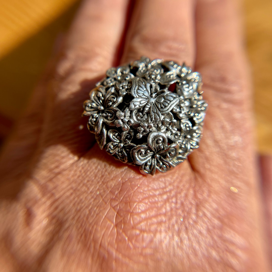 SARDA Sterling Silver Butterfly Ring Size 8 - Etsy