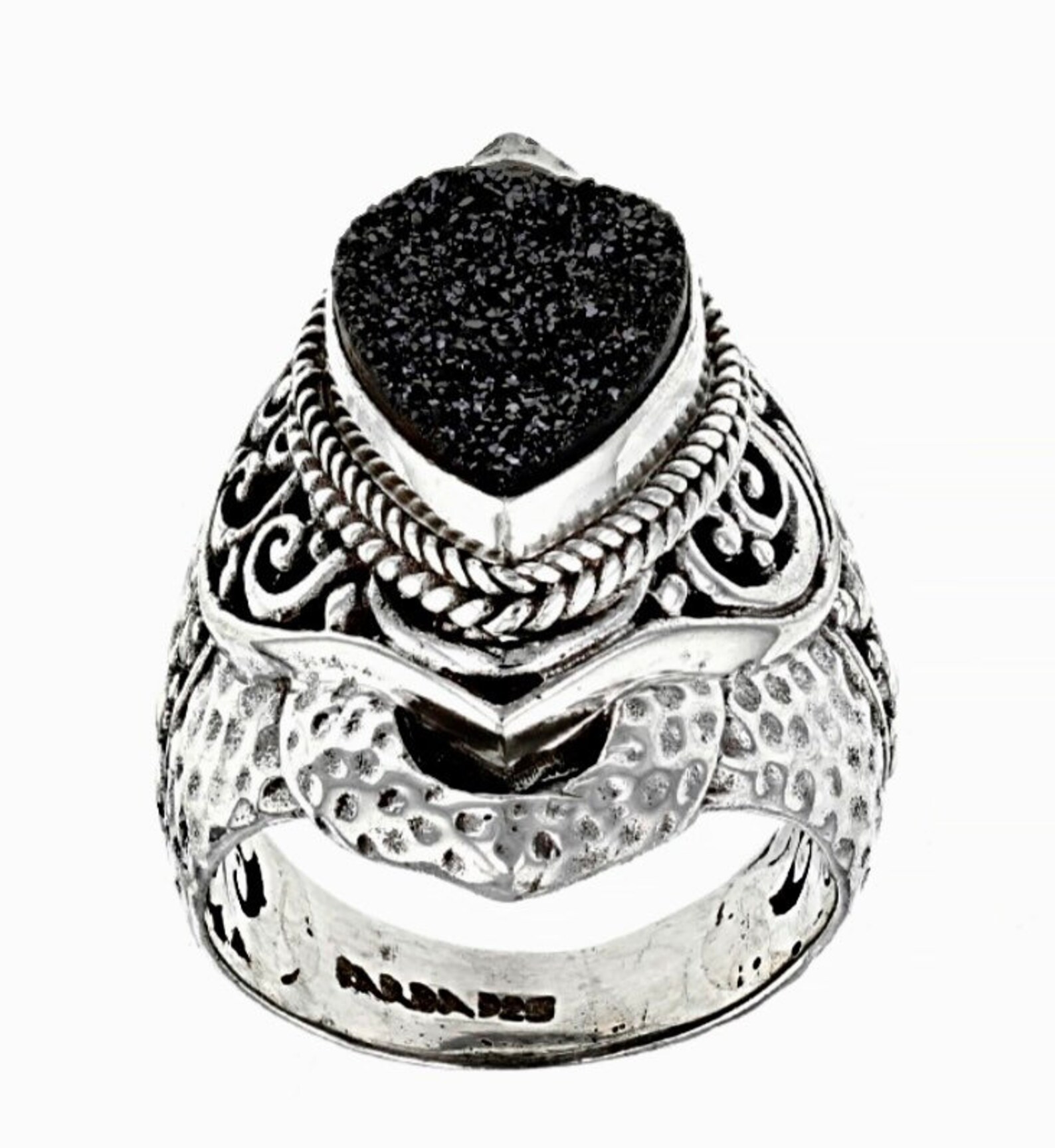 SARDA Black Knight Drusy Quartz Sterling Silver Ring Size 7 1/4 - Etsy