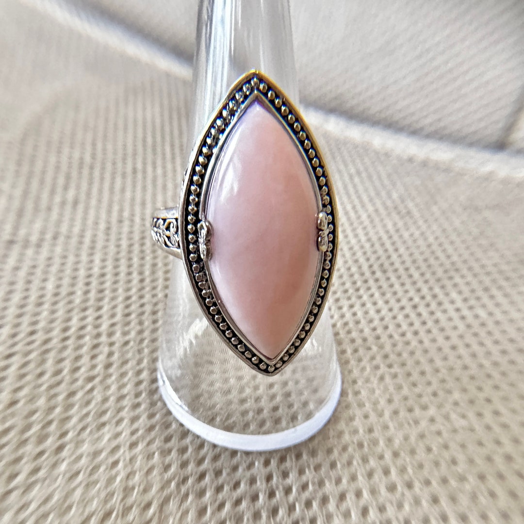 Sterling Silver & Pink Agate Filigree Ring - Etsy