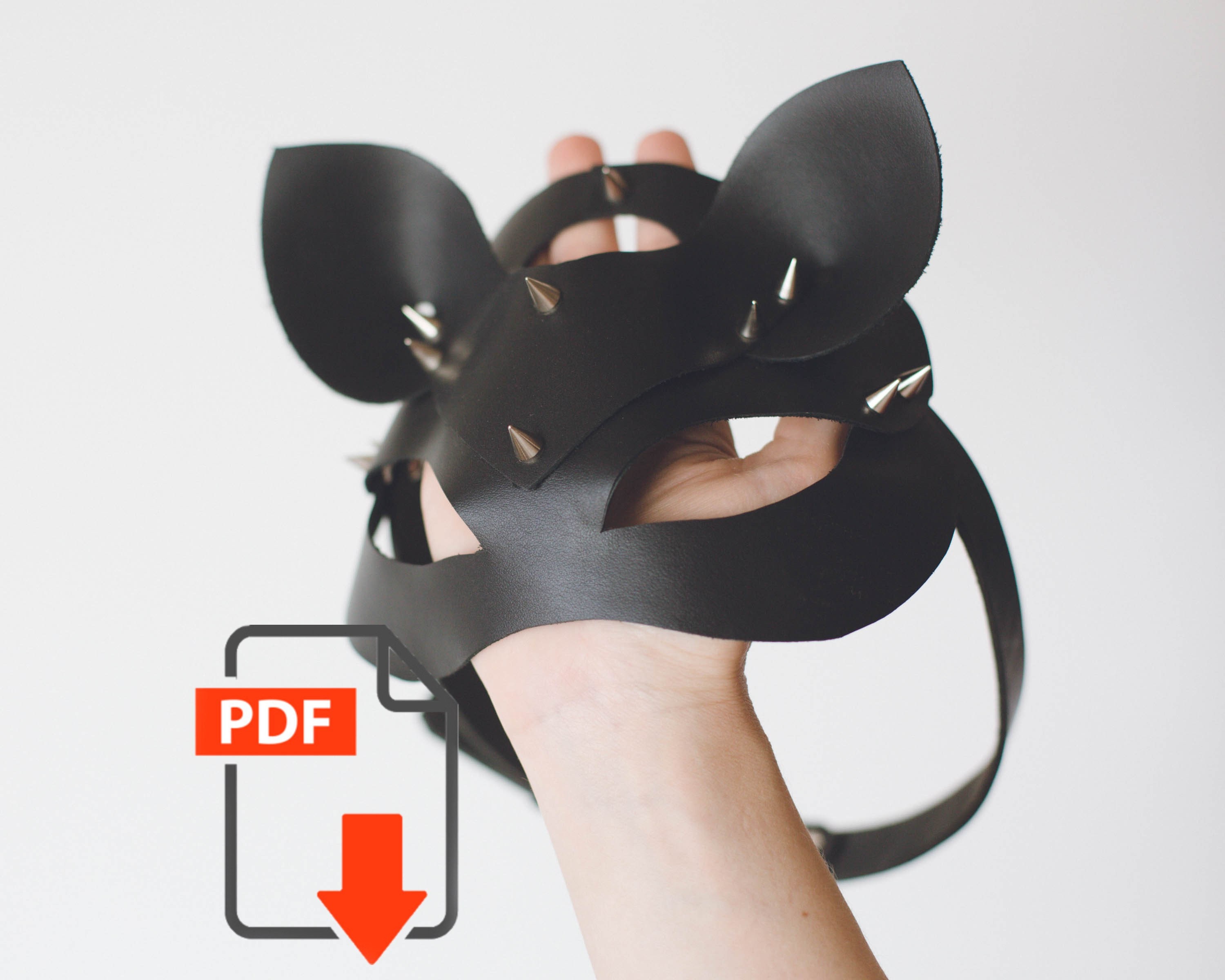 Cat mask pdf pattern DIY leather mask template download easy | Etsy