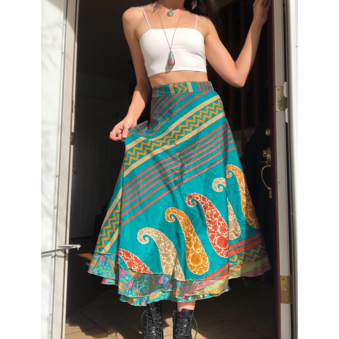 Reversible Wrap Skirt / Onesize Reversible Skirt / Wrap Skirt / Indian ...