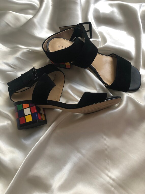 Suede Leather Rubiks Cube Heel / Rubiks Cube Sandal / Retro - Etsy