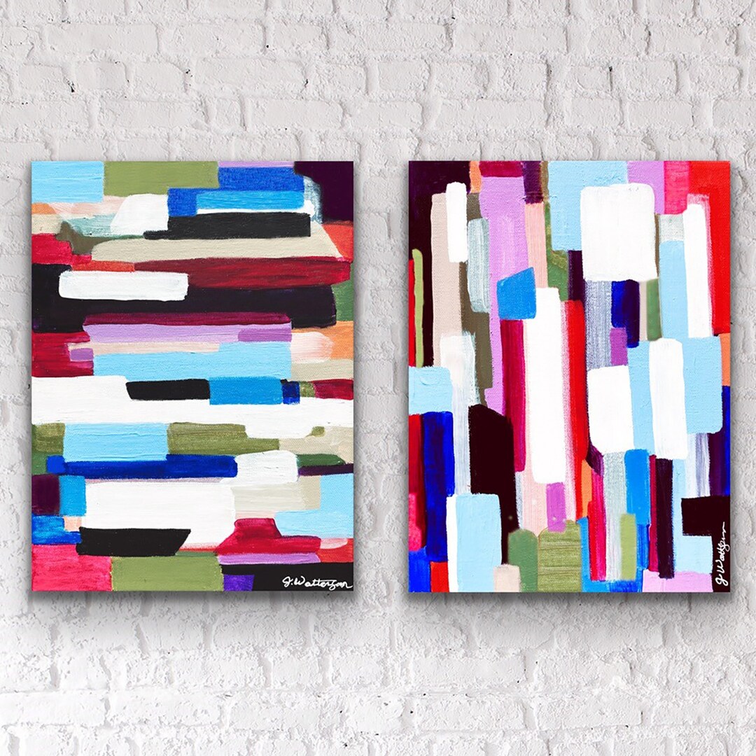 Unique Modern Art Print Set, Abstract Artwork Original Colorful Set of ...