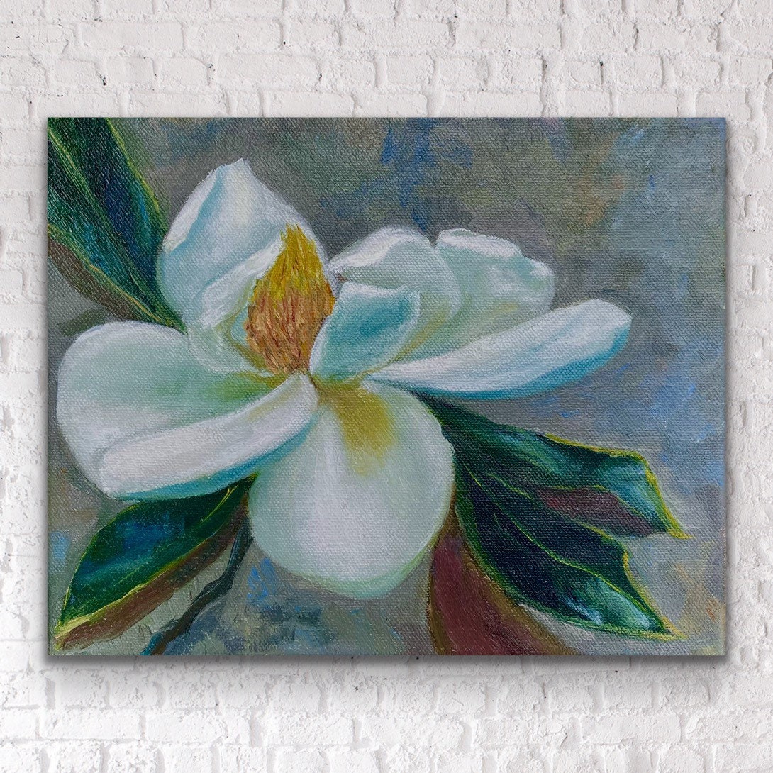 White Magnolia Flower Painting