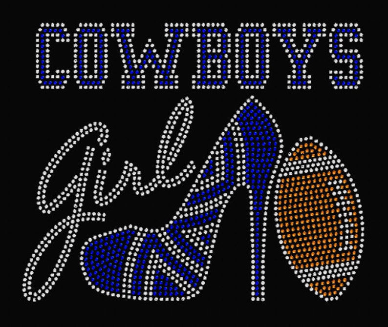 Cowboys Girl Football Rhinestone Transfer - Dallas -rhinestone Transfer ...