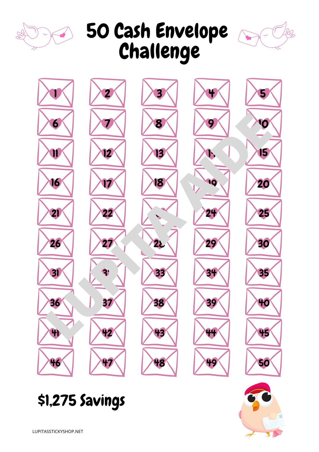 50 Cash Envelope Savings Challenge Printable - Etsy