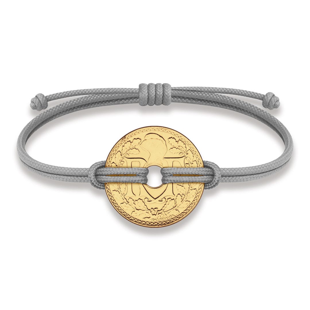 Good Luck Coin Bracelet | Gray String Thread With Lucky France Coin 10 ...