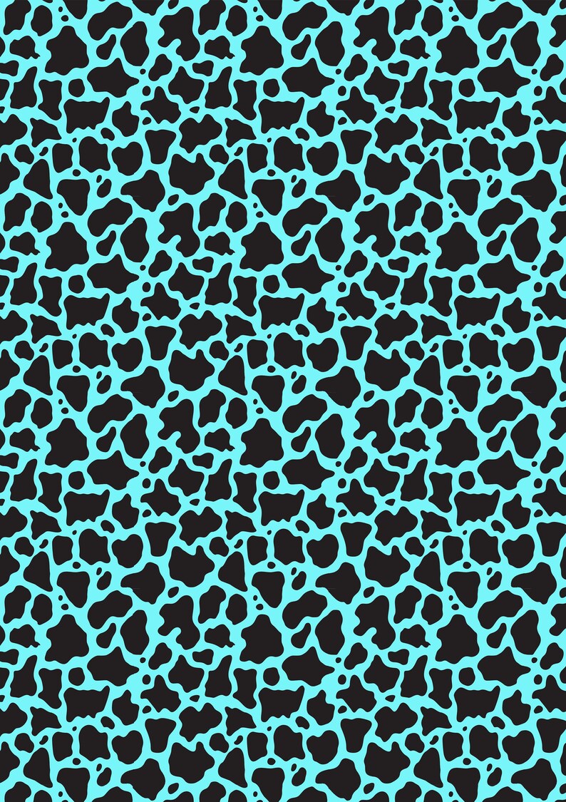 12 X 17 Cow Print Teal Small HTV Sheet Patterned | Etsy