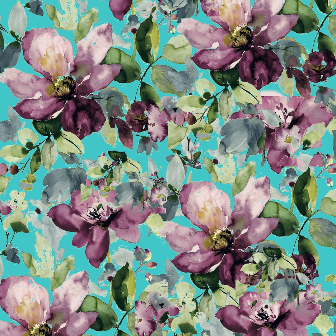 12 X 12 Purple Flowers Teal Decal Wedding Mother's Day Permanent ...