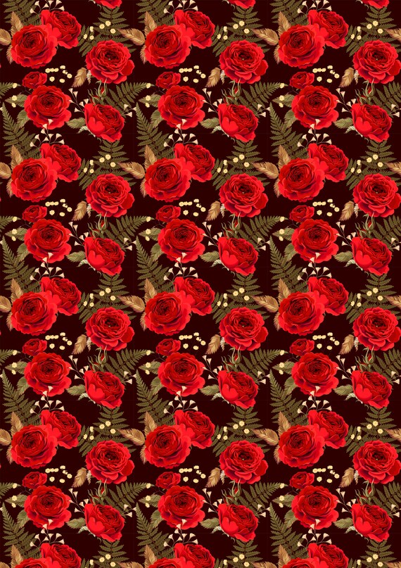 Red Rose Pattern Wallpaper