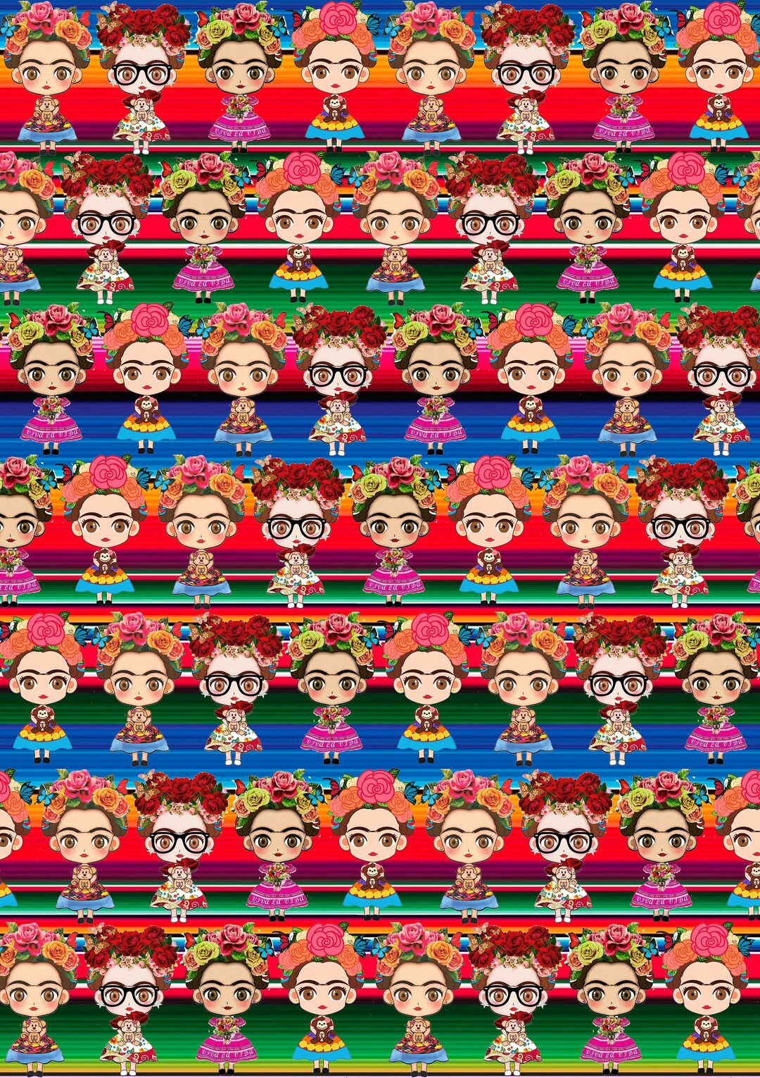 12 X 17 Mexican Girl Original Zarape HTV Pink Mexico Serape Zarape ...