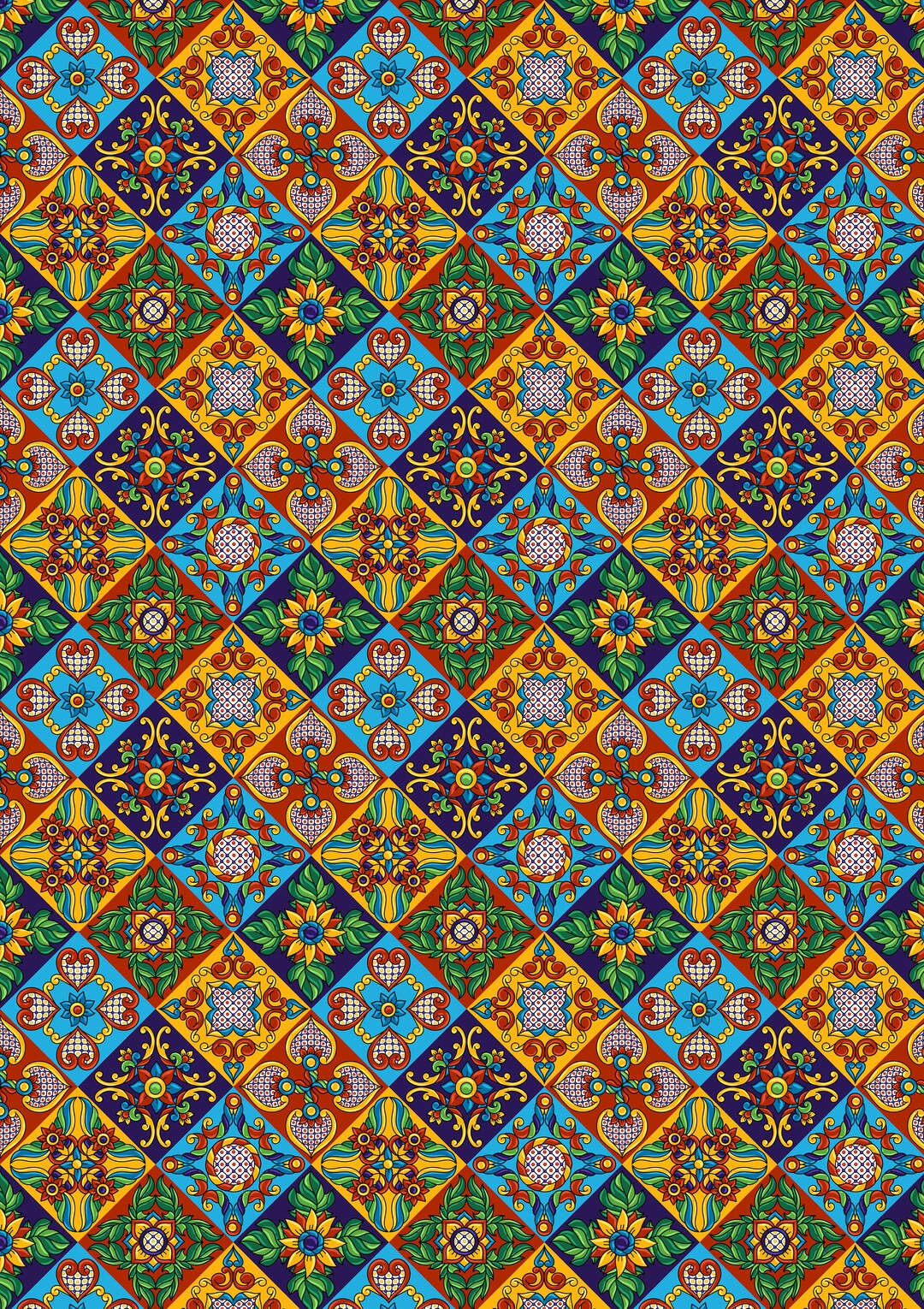 12 X 17 HTV Mexican Squares Tiles Floral Mexico Colorful Sheet ...